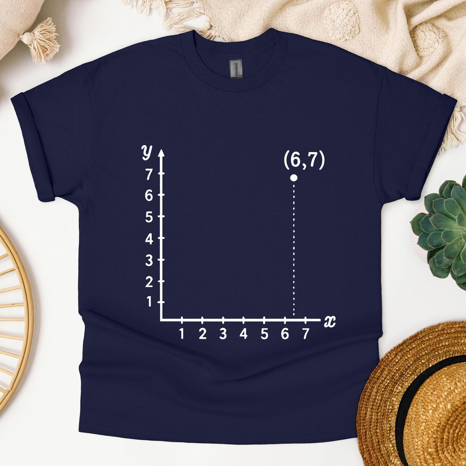 Six Seven Coordinate Grid Meme Plot Graph 6 7 Funny Math Tee Design ...
