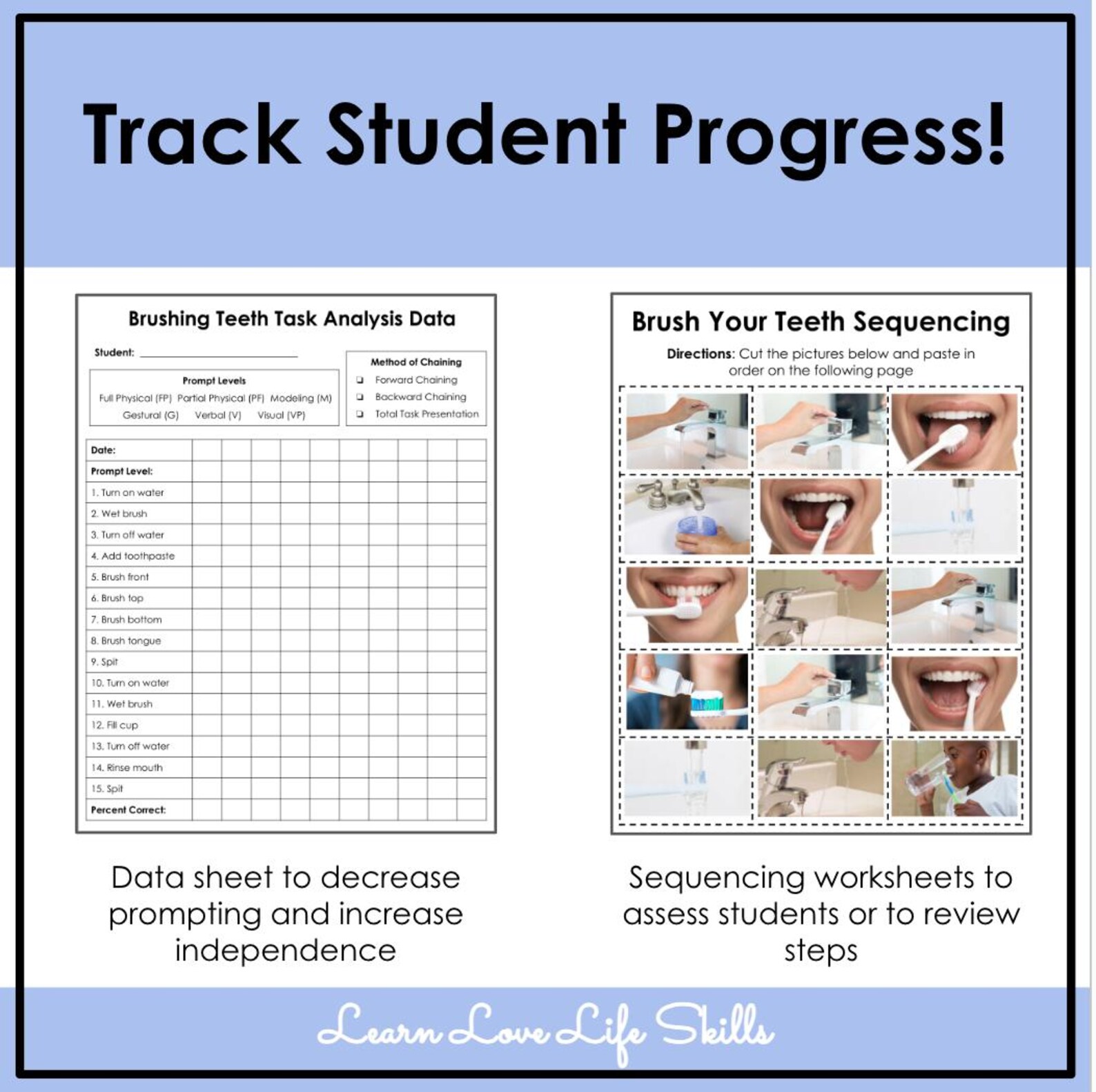 How to Brush Your Teeth Visuals & Task Analysis Data | Special ...
