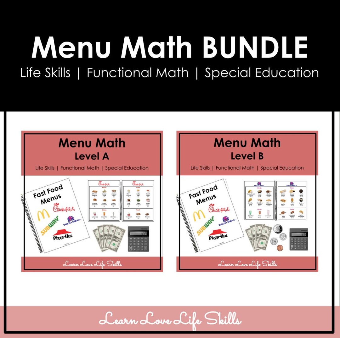 Menu Math Level A & B BUNDLE | Life Skills | Functional Math | Special ...