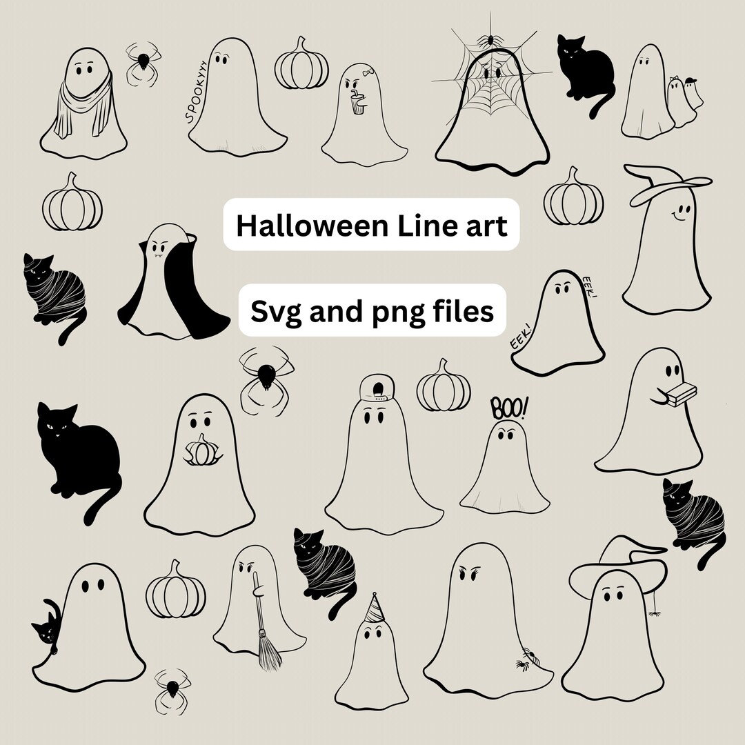 Halloween Spooky Ghostly SVG Bundle: 21 Designs (svg and Png) - Etsy