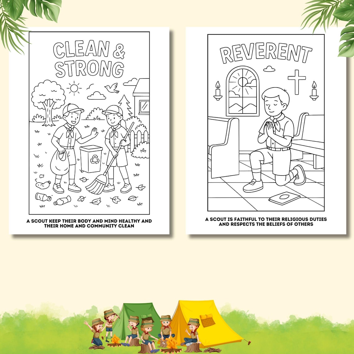 12 Scout Law Traits Coloring Pages: Cub Scout Activity, Printable ...