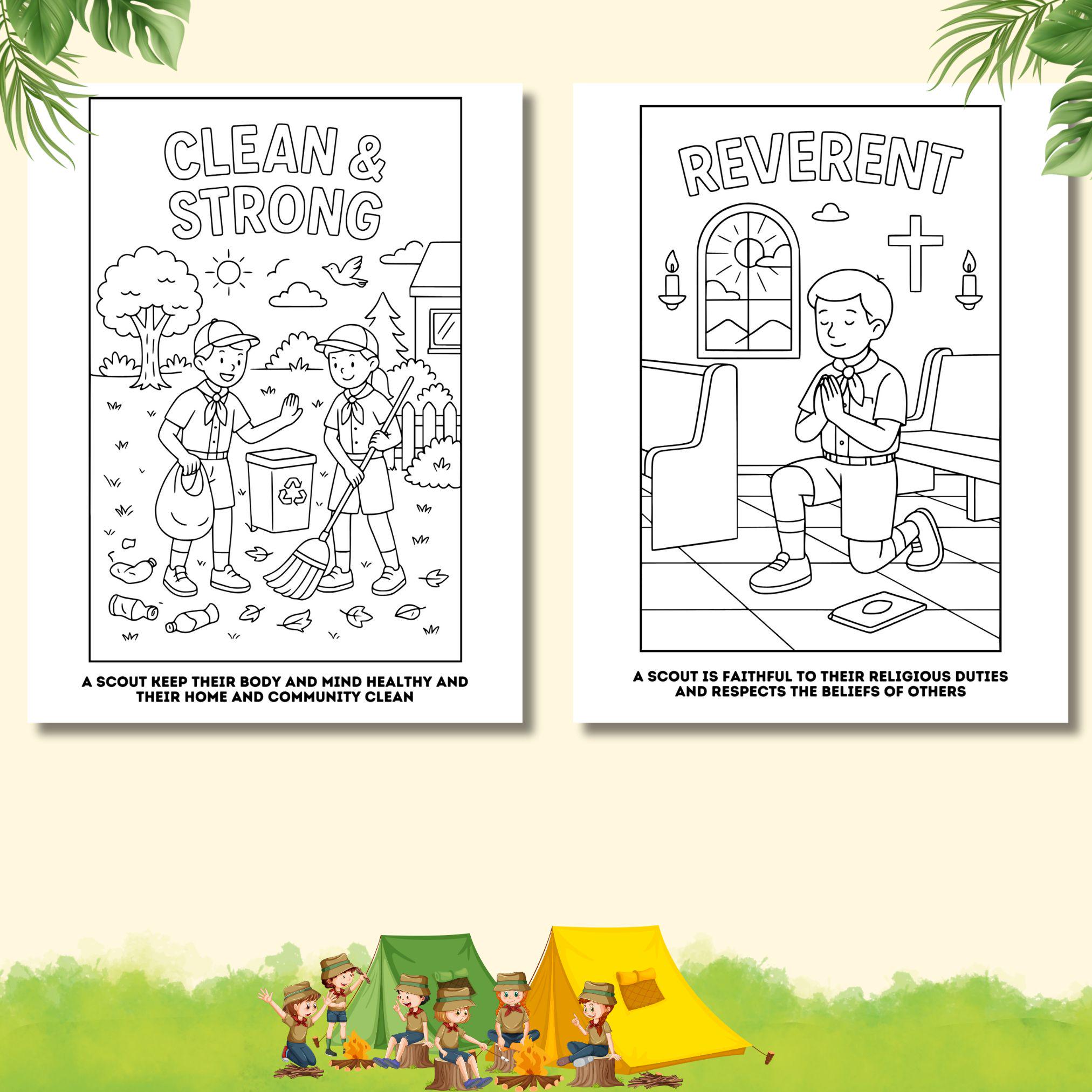 12 Scout Law Traits Coloring Pages: Cub Scout Activity, Printable ...