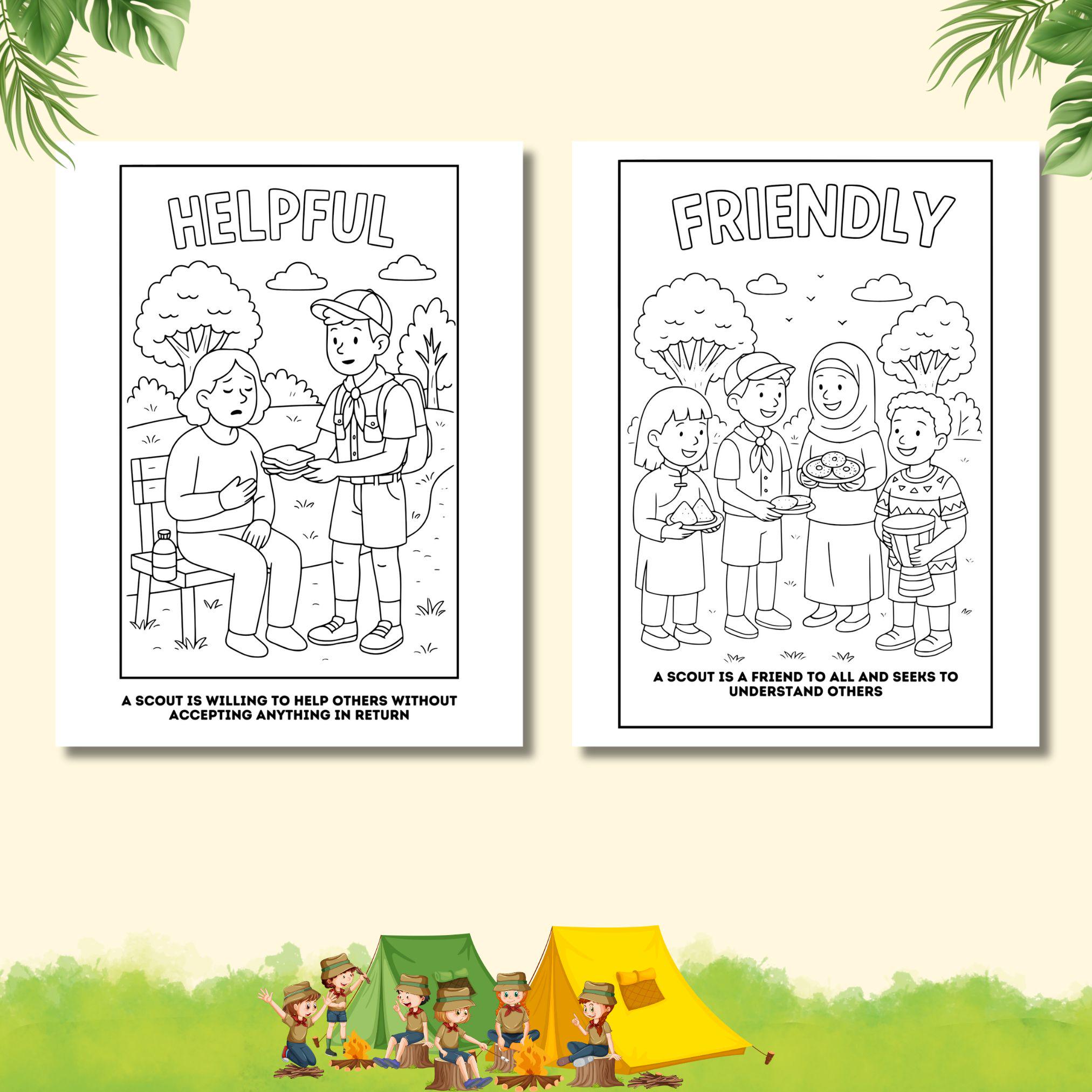 12 Scout Law Traits Coloring Pages: Cub Scout Activity, Printable ...
