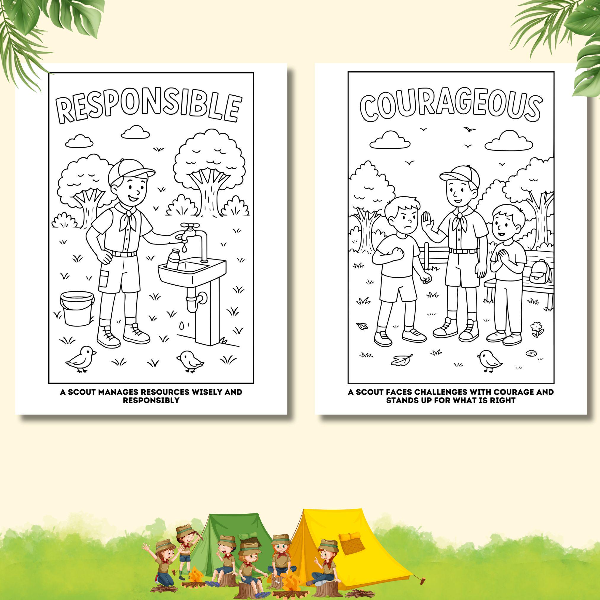 12 Scout Law Traits Coloring Pages: Cub Scout Activity, Printable ...