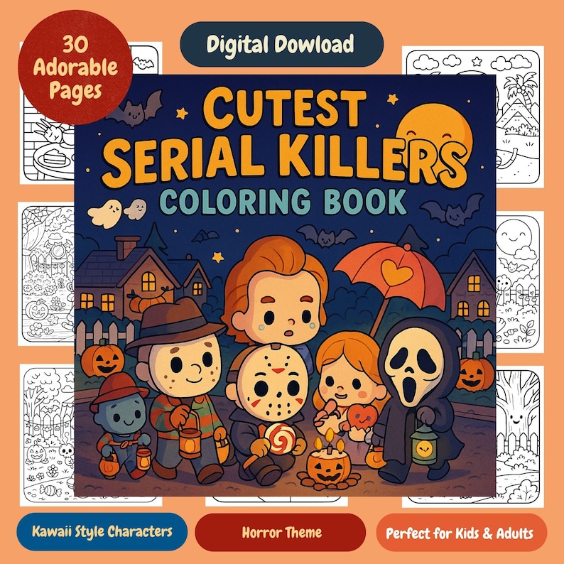 Cute Serial Killers Coloring Book, Kawaii Horror (digital Download) - Etsy