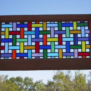 Leaded Stained Glass Basket Weave Panel - Etsy