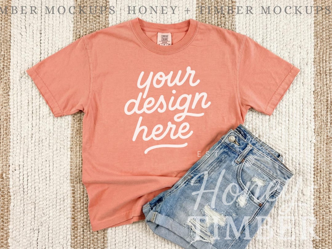 Comfort Colors 1717 Mockup | Terracotta T-shirt Flatlay (PNG Digital ...
