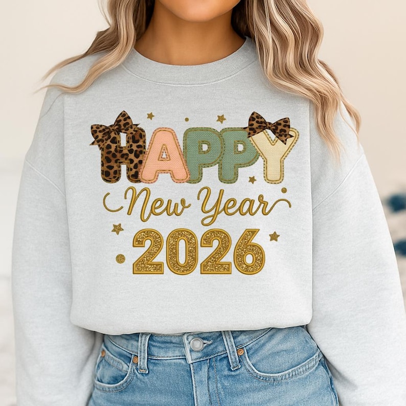 New Year 2026 PNG Bundle, Glitter Bow Champagne Retro New Year Designs ...