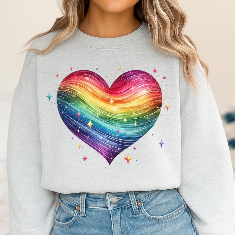 Rainbow Glitter Hearts Clipart Set – SVG & PNG, Commercial Use (digital ...