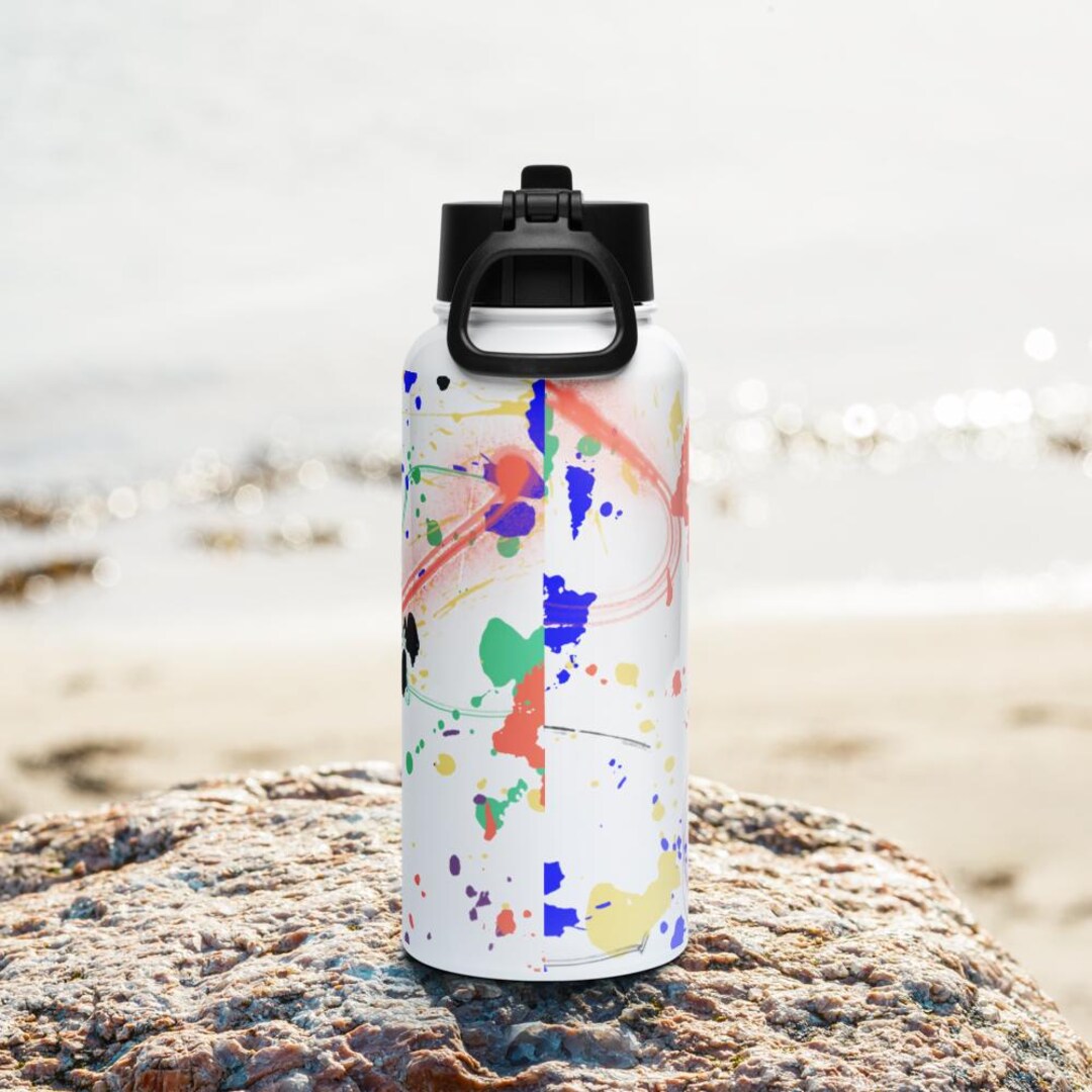 Colorful Paint Splatter Stainless Steel Water Bottle With Straw Lid - Etsy