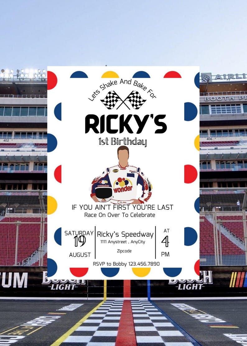 Talladega Nights Birthday Invitation: Ricky Bobby Race Car Party ...