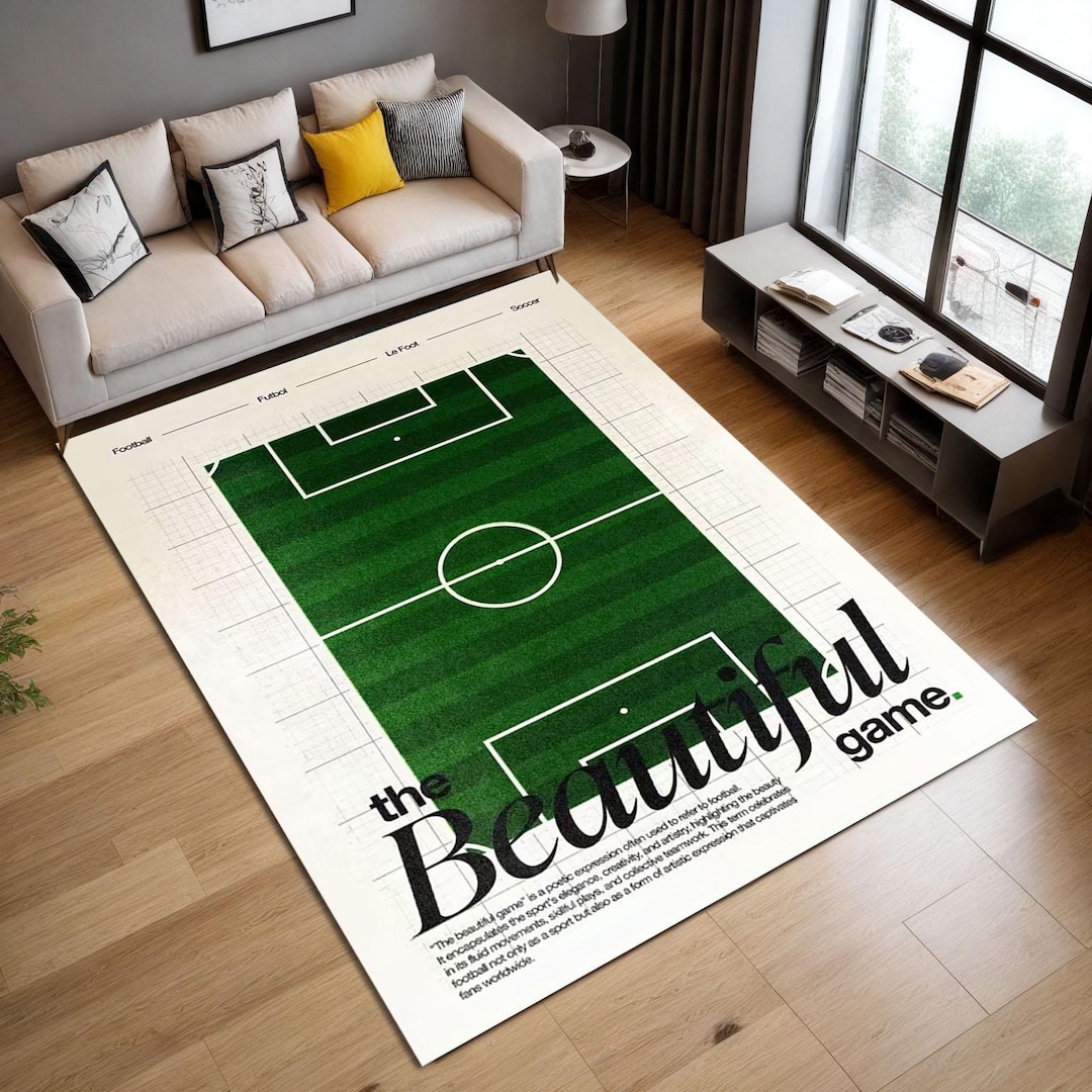 Soccer Field Kids Rug: Realistic Football Layout, Machine Washable, Non ...