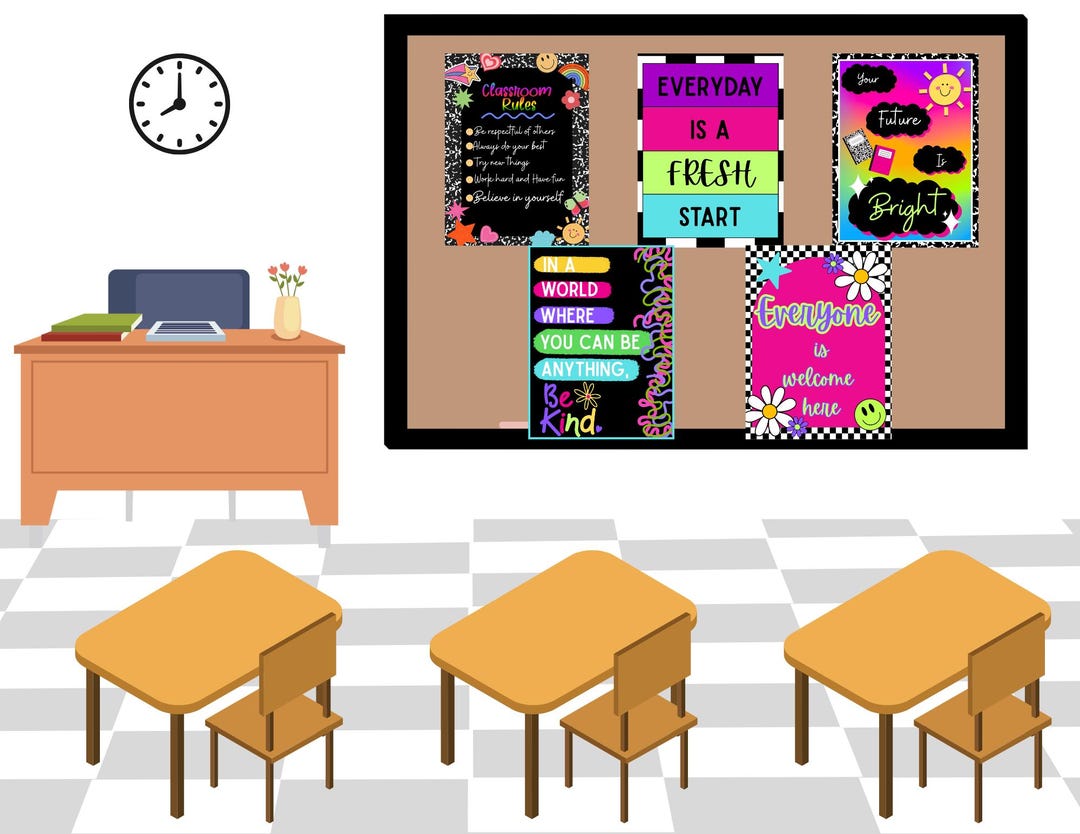 Neon Classroom Posters: Positive Affirmations, Groovy Teacher Decor ...
