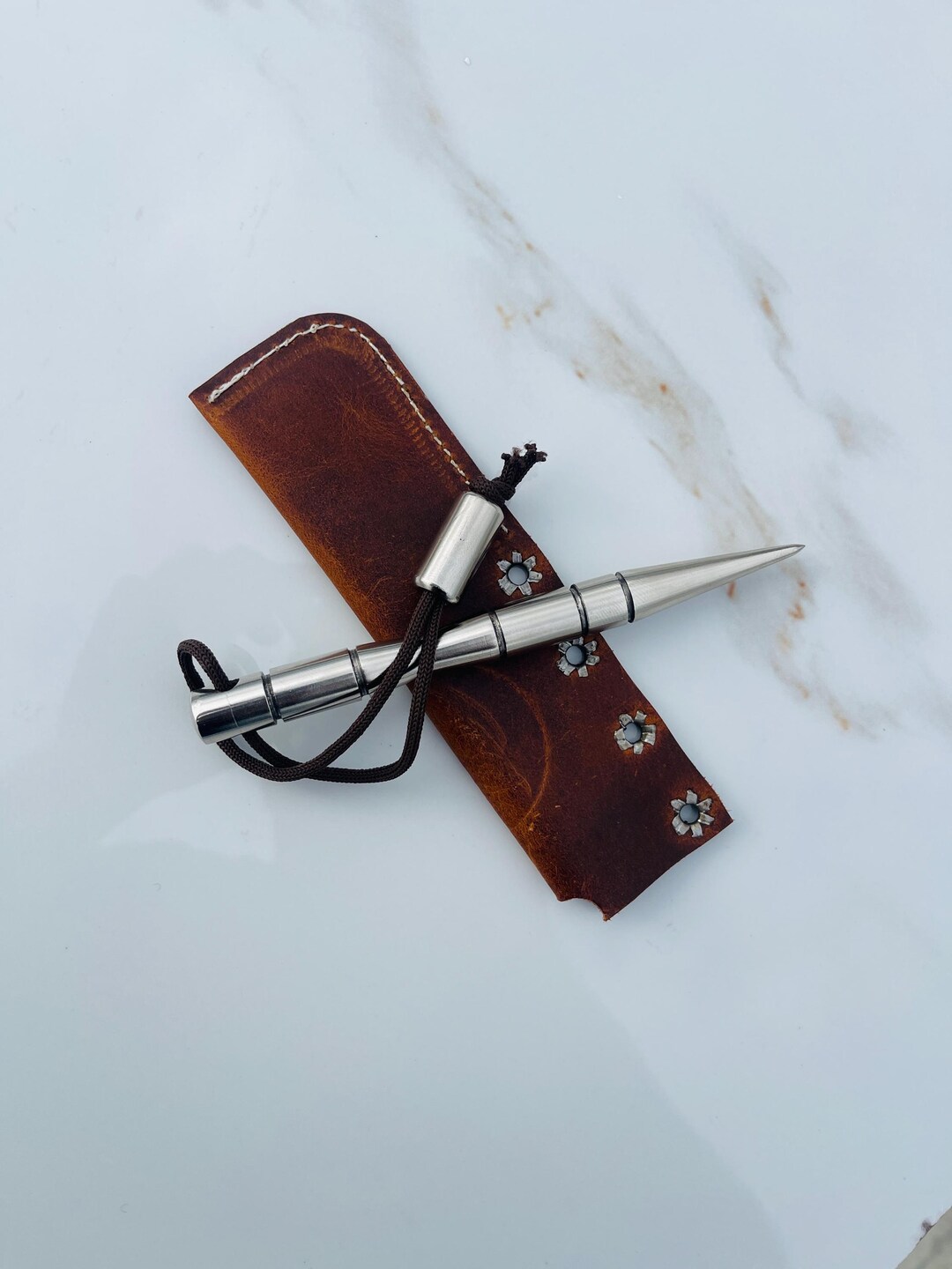 Marlin Spike - With Leather Sheath: 6-inch Stainless Steel Sailmaker's ...