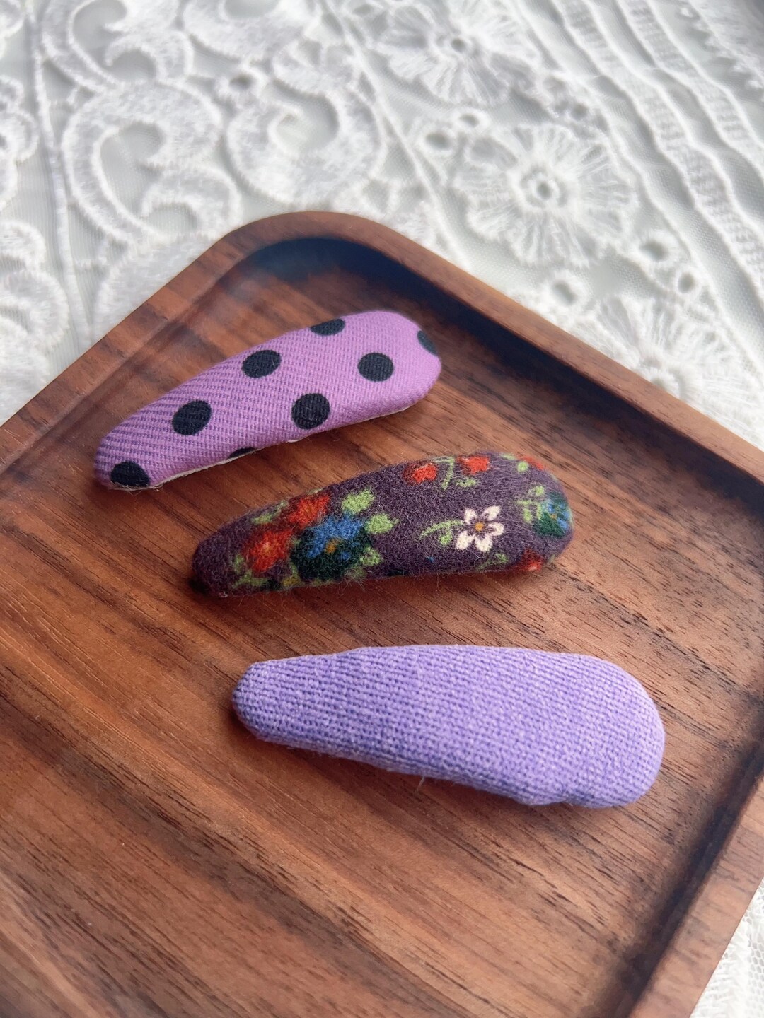 Vintage Style Fabric Hair Clips for Toddlers: Floral, Polka Dot, Solid ...