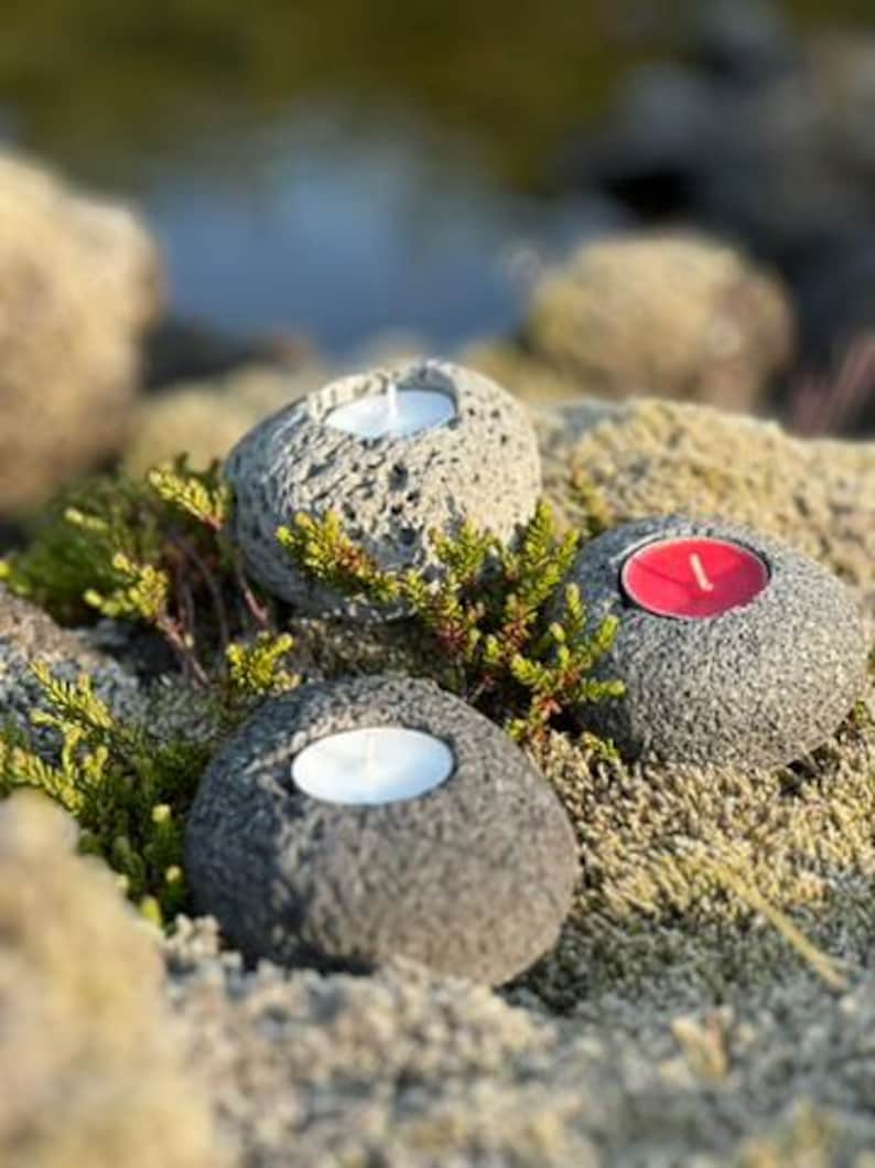 Handmade Icelandic Lava Stone Candle Holder – Natural Volcanic Rock ...