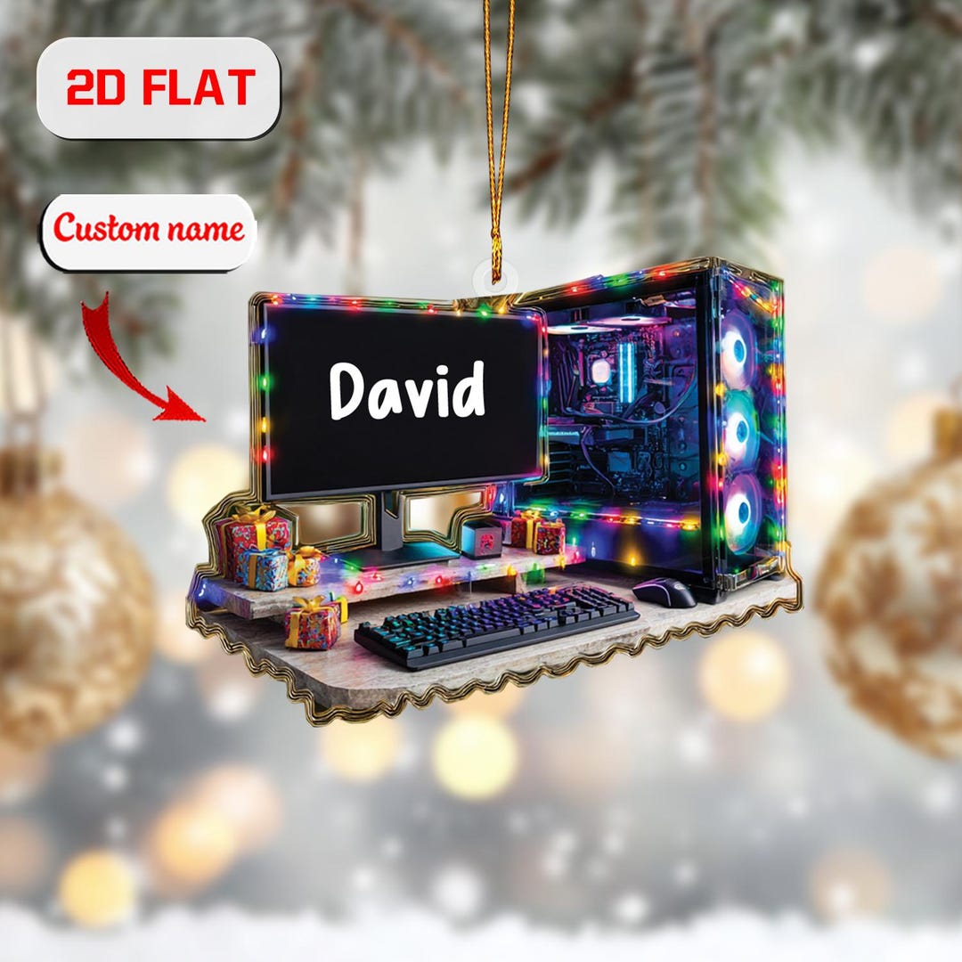 Personalized PC Gaming Setup Christmas Ornament, Custom Name PC Gamer ...