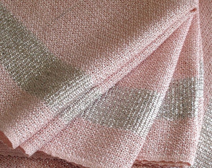 Set of Vintage Pink Table Linens for 6 Sparkly Silver Details Perfect ...