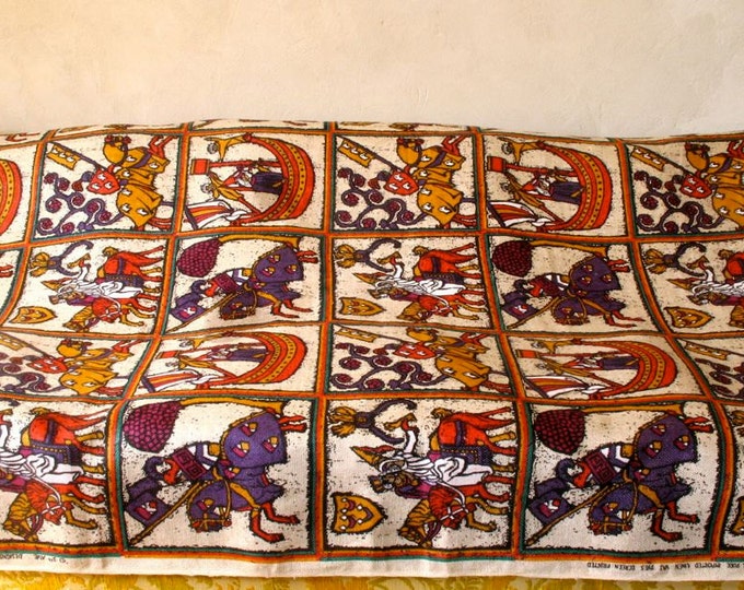 Vintage Linen Fabric Unique Medieval Print Designs 2 Yards - Etsy