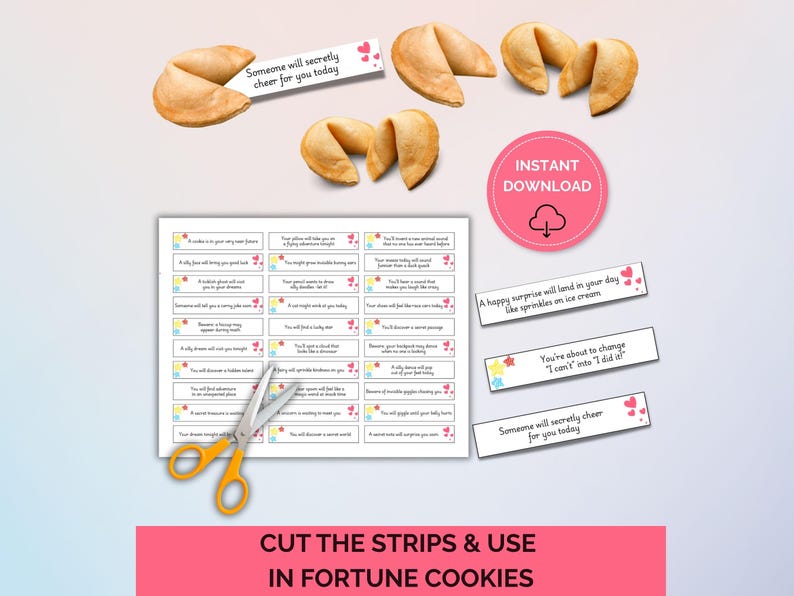 Printable Fortunes for Kids: Fun Fortune Cookie Slips With Positive ...