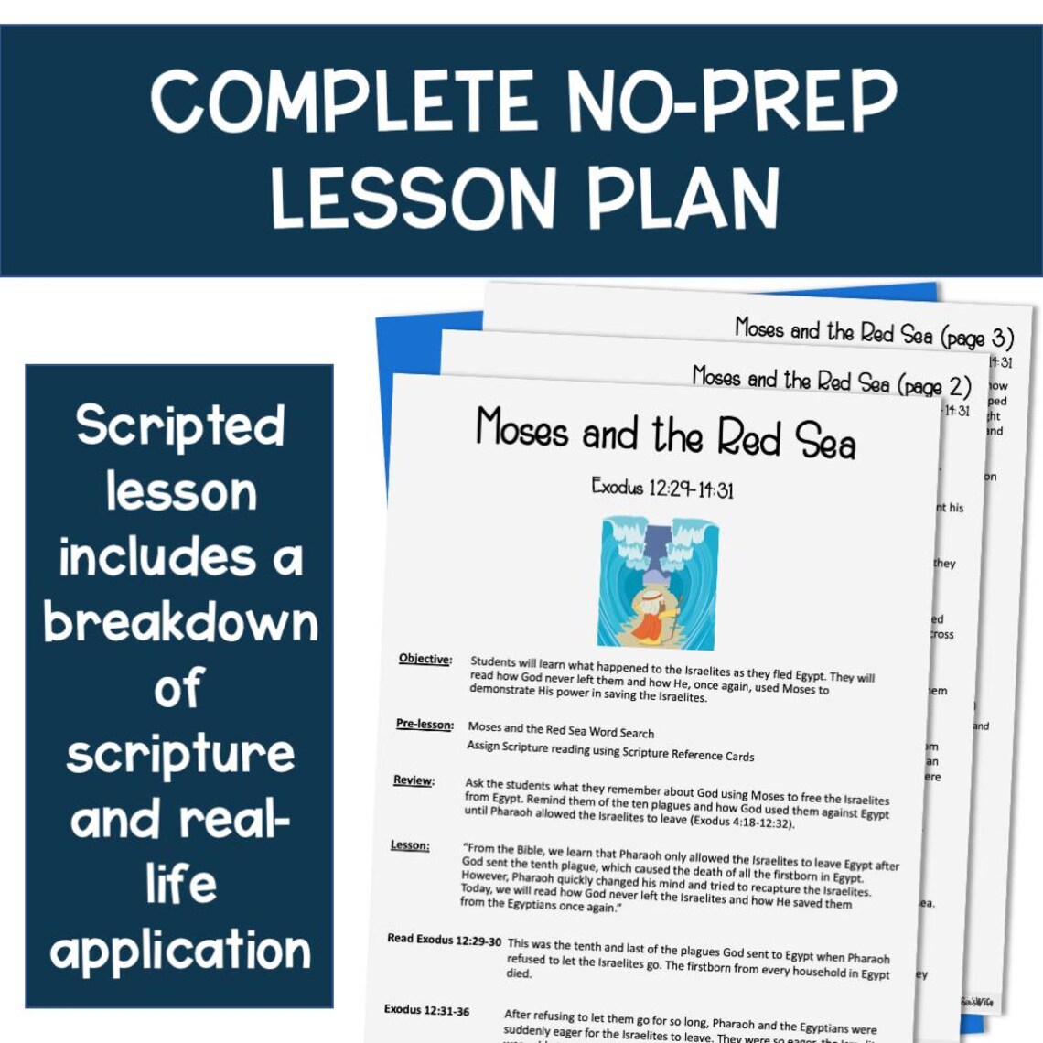 Moses and the Red Sea Sunday School Lesson: Church Activity & Craft ...