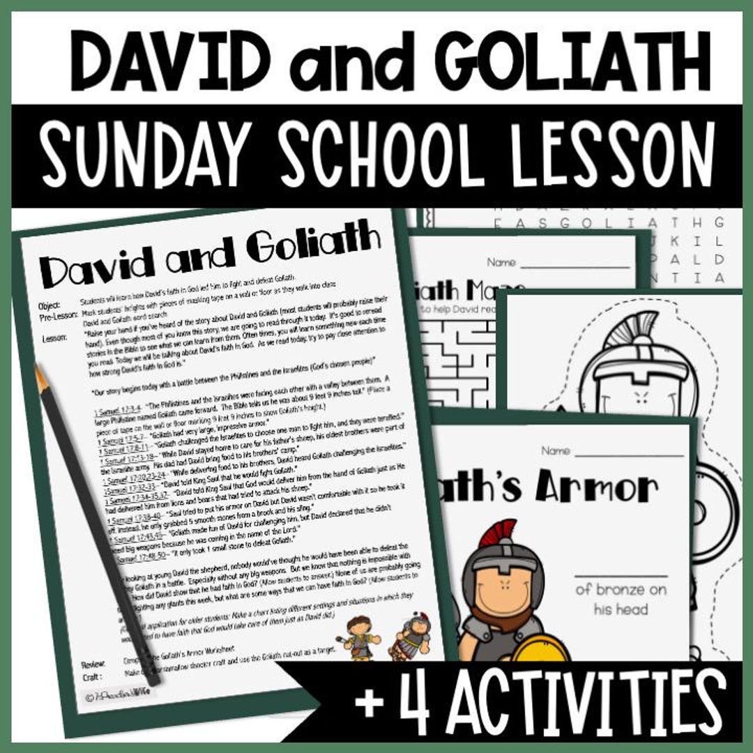 David and Goliath Sunday School Lesson | Elementary Church Activity - Etsy