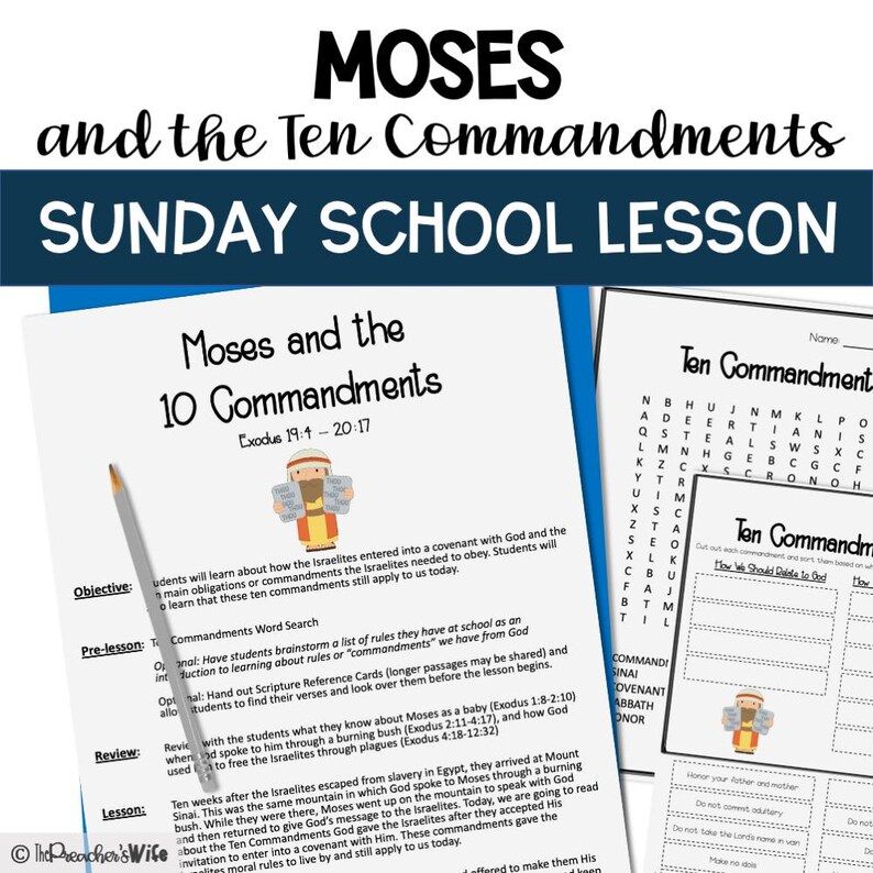 Moses and the Ten Commandments Sunday School Lesson: Church Activity ...