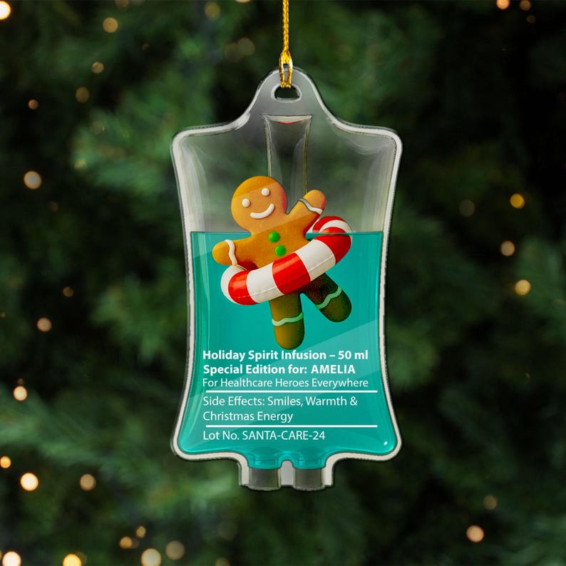 Funny IV Bag Gingerbread 3D Effect Nurse Ornament - Personalized ...