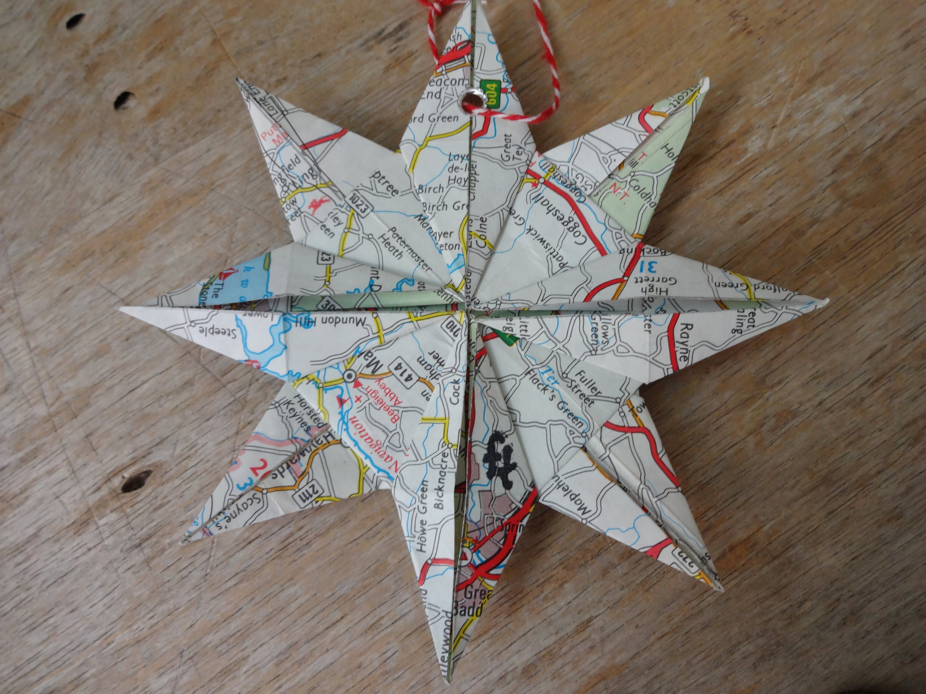 Crawley England Origami Map Ornament Home Decor Wall Art | Etsy