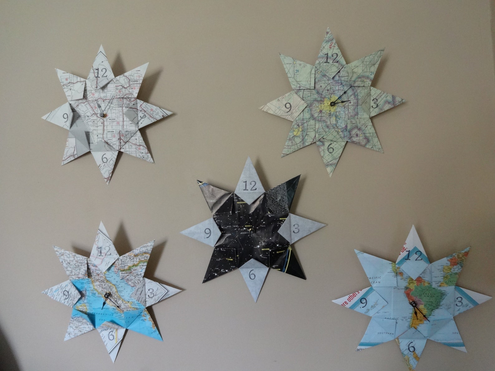 Origami Map Paper Wall Clock: Any City 1st Anniversary - Etsy