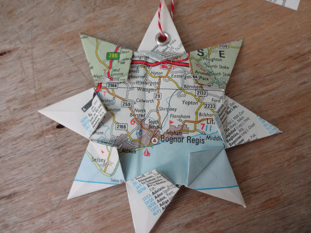 Bogner Regis, England Origami Map Ornament, Home Decor, Road Map ...