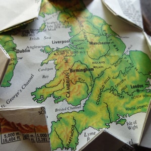 England Origami Map Ornament, Home Decor, Wall Art, Road Map, Vacation ...