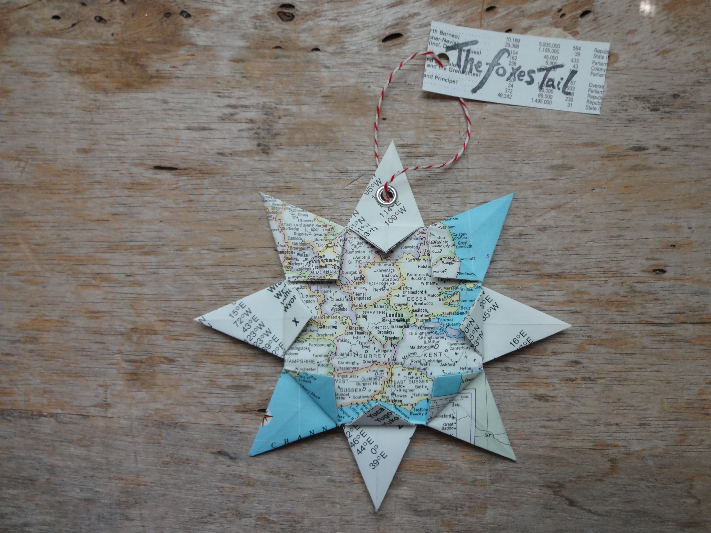 London England Origami Map Ornament Home Decor Road Map | Etsy
