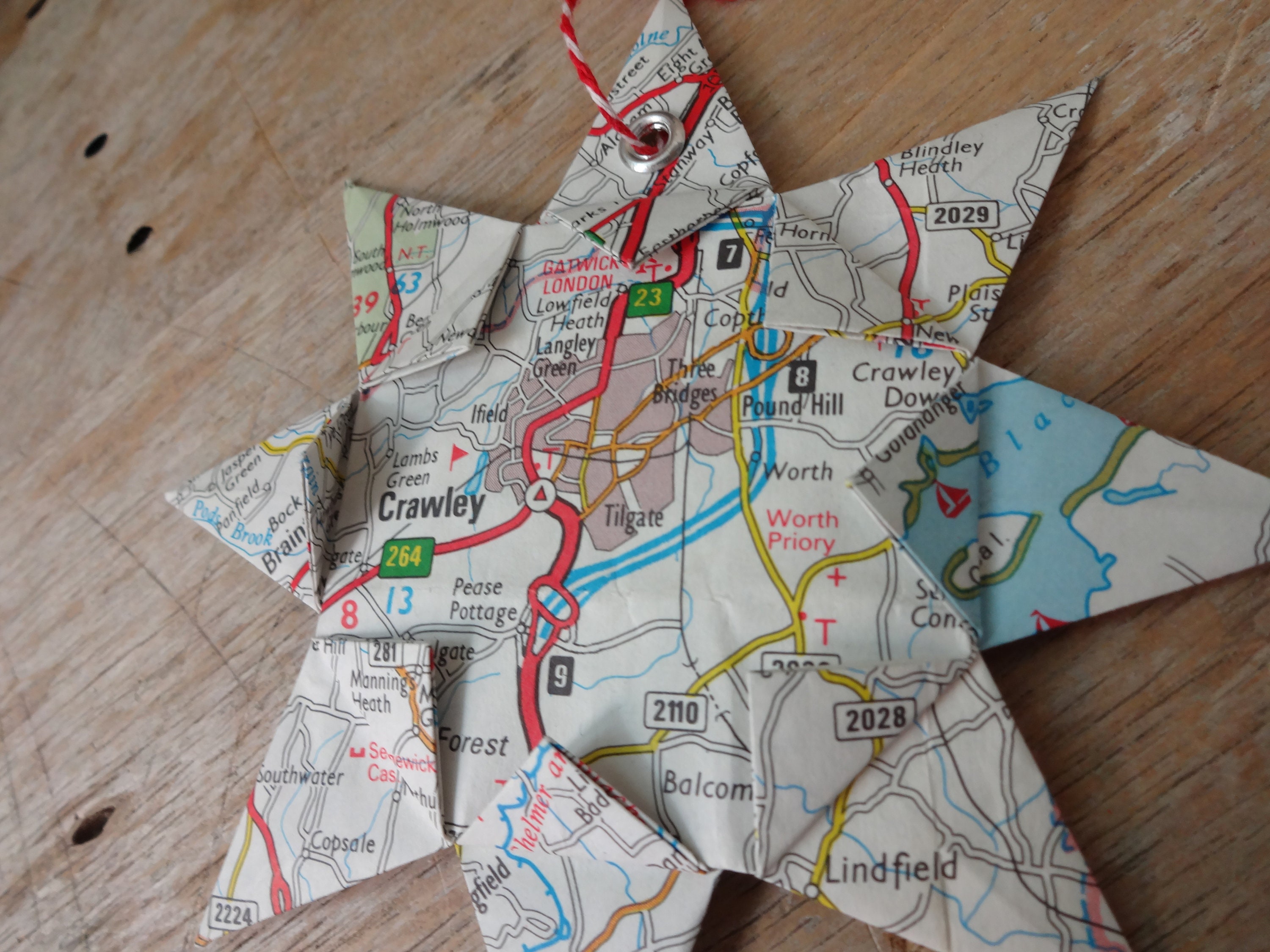 Crawley England Origami Map Ornament Home Decor Wall Art | Etsy