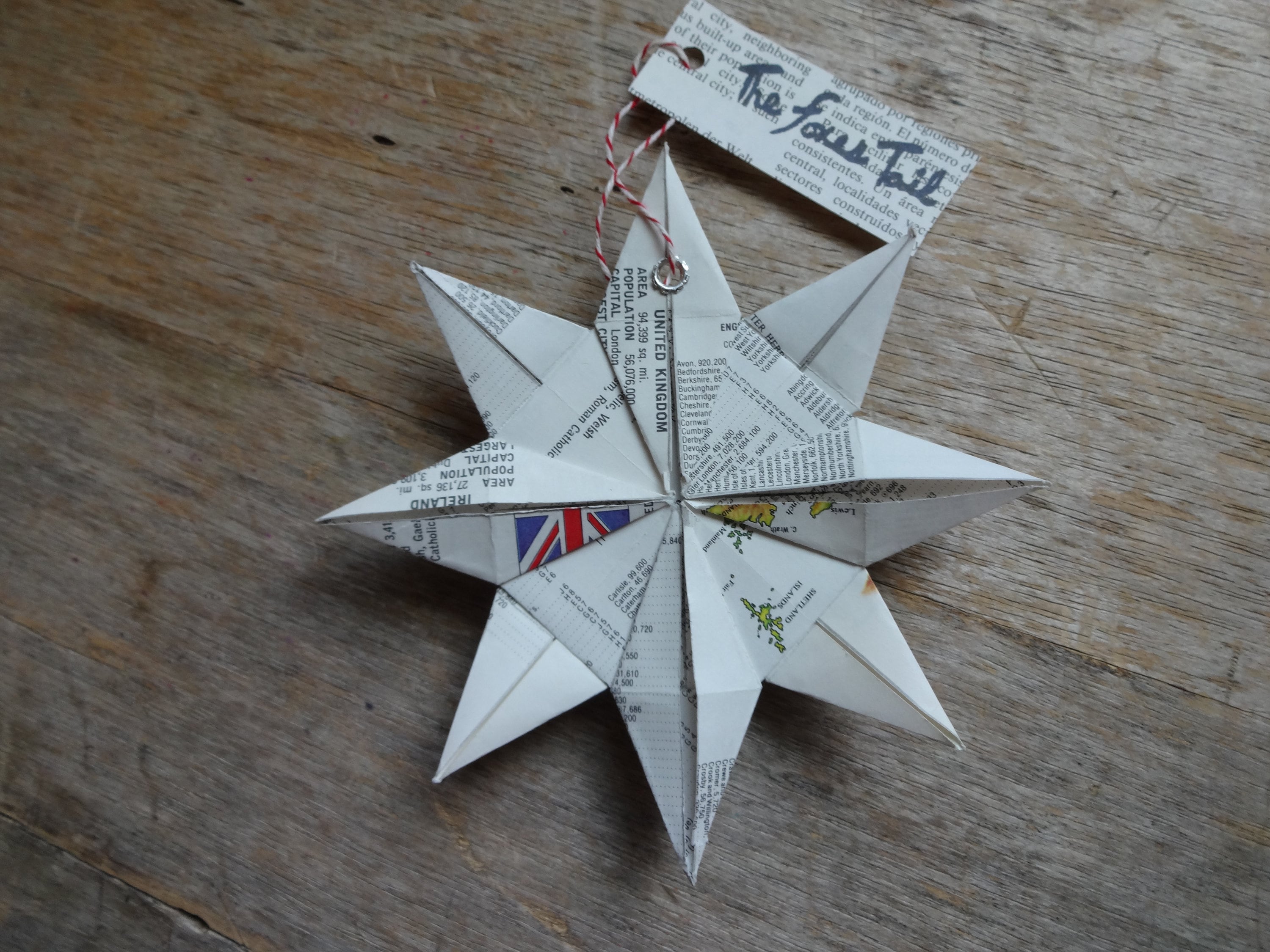 England Origami Map Ornament Home Decor Wall Art Road Map | Etsy