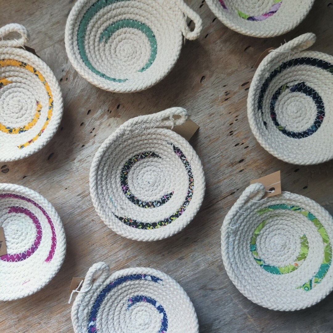 Fabric Wrapped Cotton Rope Bowl, Small, Colorful Nesting Bowls ...