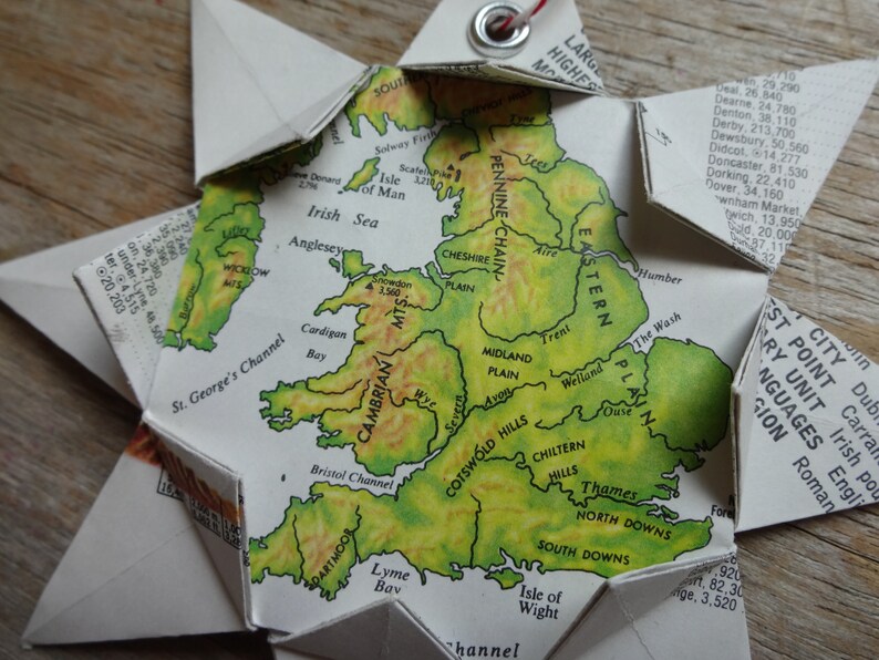 England Origami Map Ornament, Home Decor, Wall Art, Road Map, Vacation ...