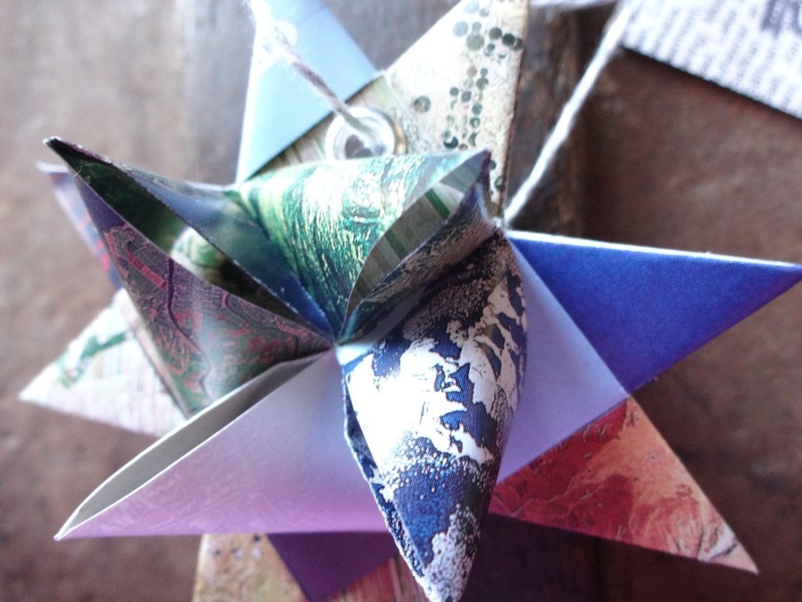 Folded Atlas Moravian Star Terra Origami Paper Craft | Etsy