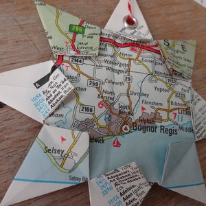 Bogner Regis, England Origami Map Ornament, Home Decor, Road Map ...