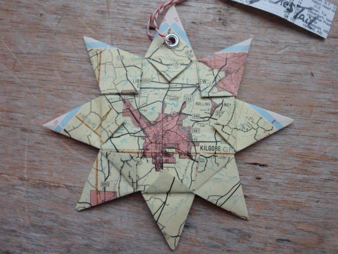 Kilgore, Tx Origami Map Ornament, Home Decor, Wall Art, Road Map ...