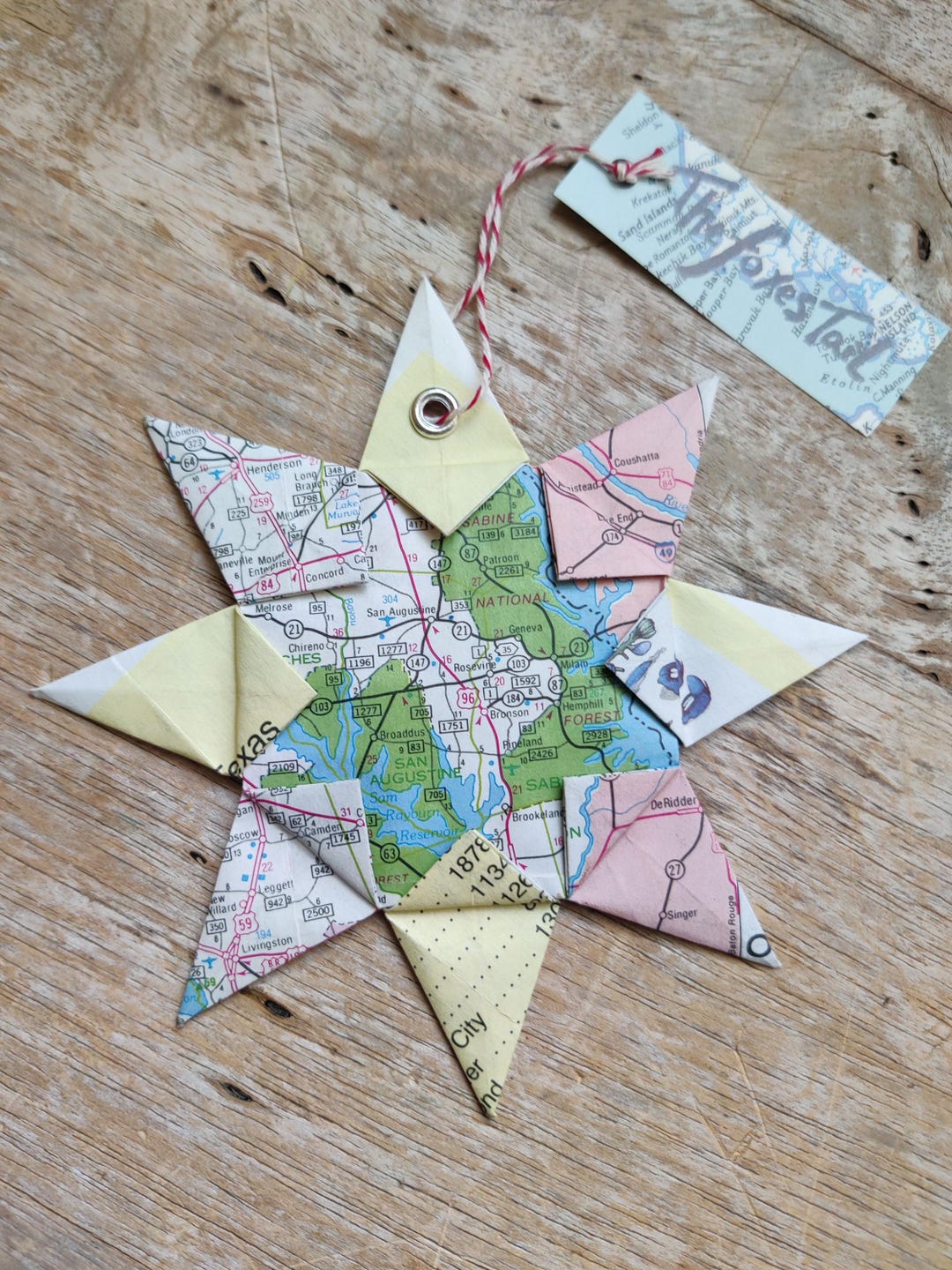 Sabine National Forest, TX Origami Map Ornament, Home Decor, Wall Art ...