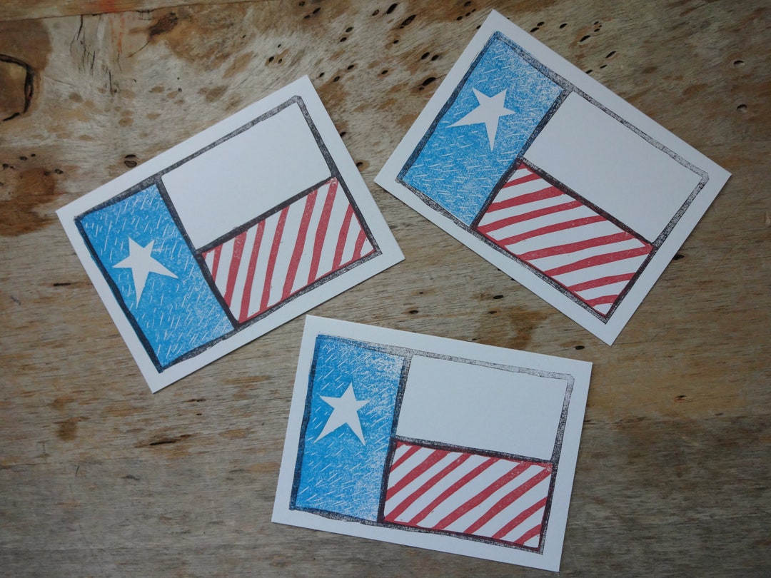 Texas Flad Stamped Note Card, Texas, Hill Country, Texas Things, Hand ...