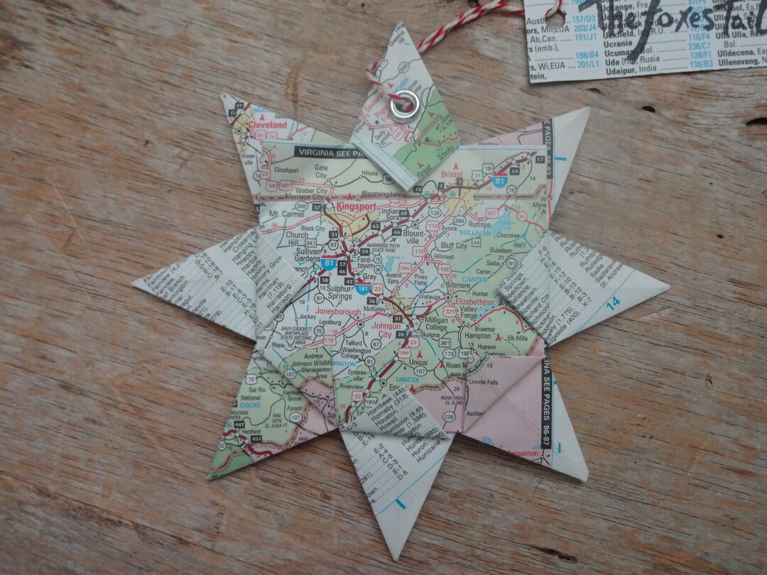 Bristol, Tn Origami Map Ornament, Home Decor, Wall Art, Road Map ...