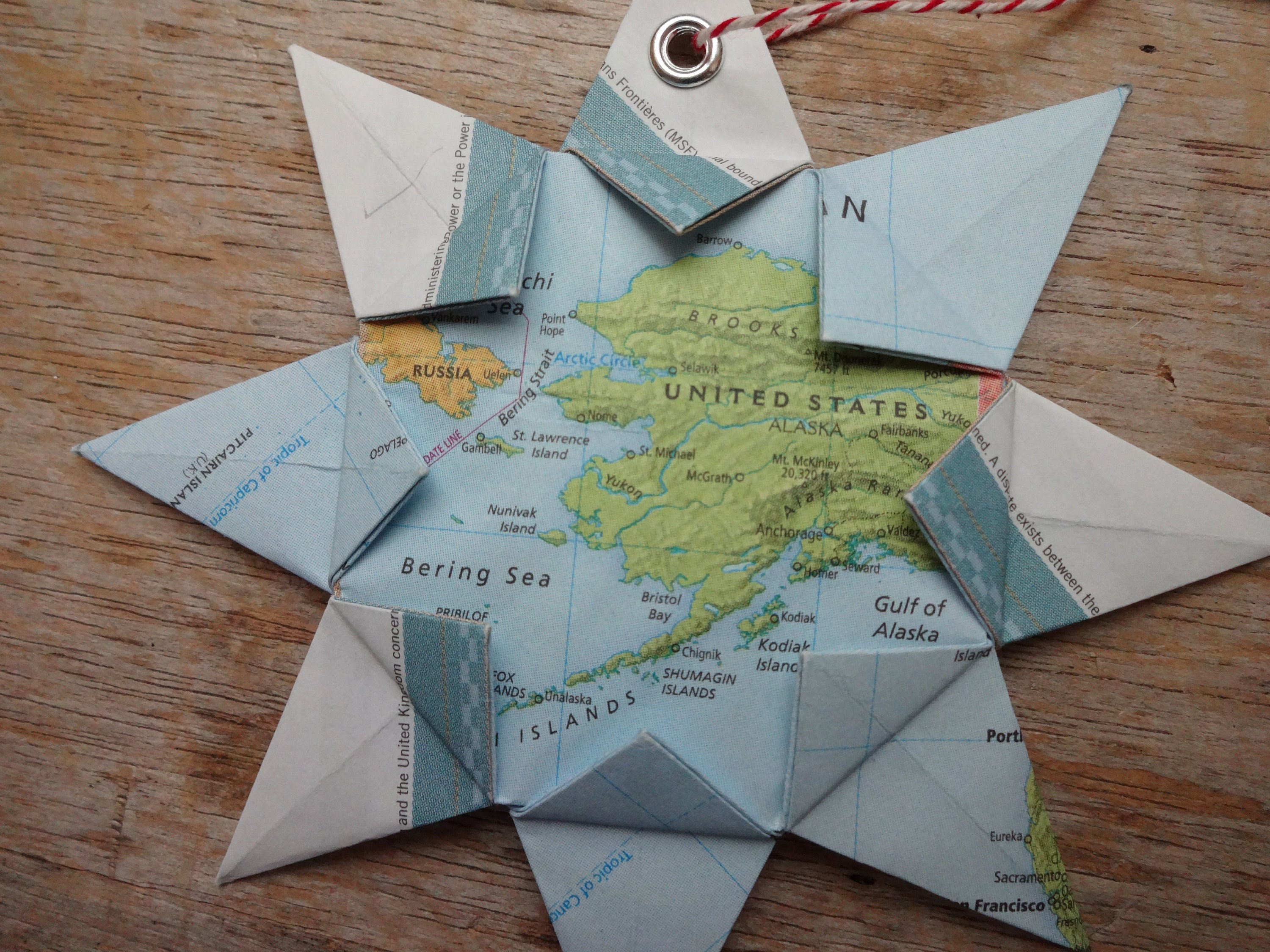 Alaska Origami Map Ornament, Keepsake, Home Decor, Wall Art, Road Map ...