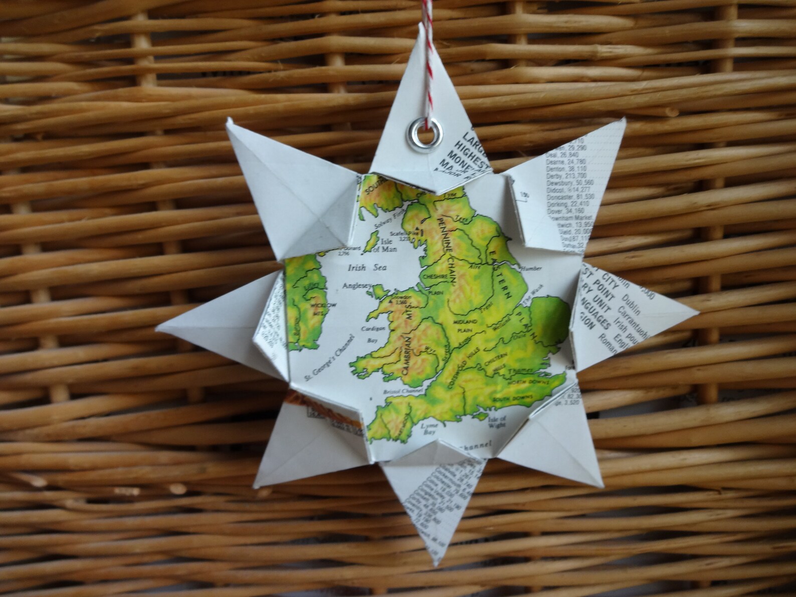 England Origami Map Ornament, Home Decor, Wall Art, Road Map, Vacation ...