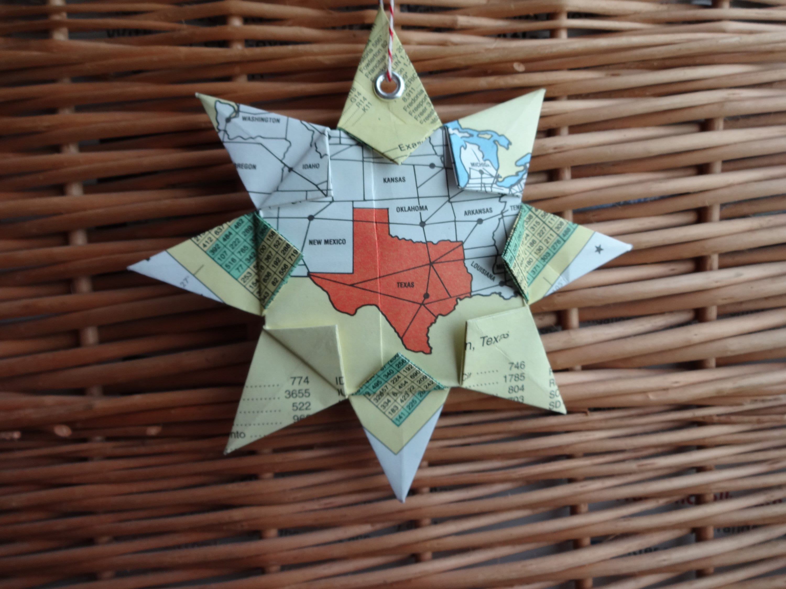 Texas Origami Map Ornament Home Decor Travel Road Map | Etsy