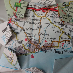Bogner Regis, England Origami Map Ornament, Home Decor, Road Map ...