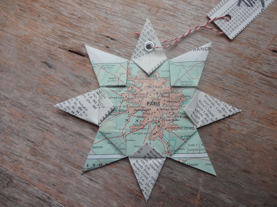 Paris, France, Origami Map Ornament, Map, Home Decor, Road Map ...
