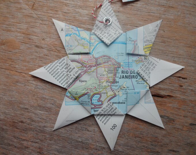 Rio De Janerio, Brazil, Origami Map Ornament: Home Decor, Wall Art ...