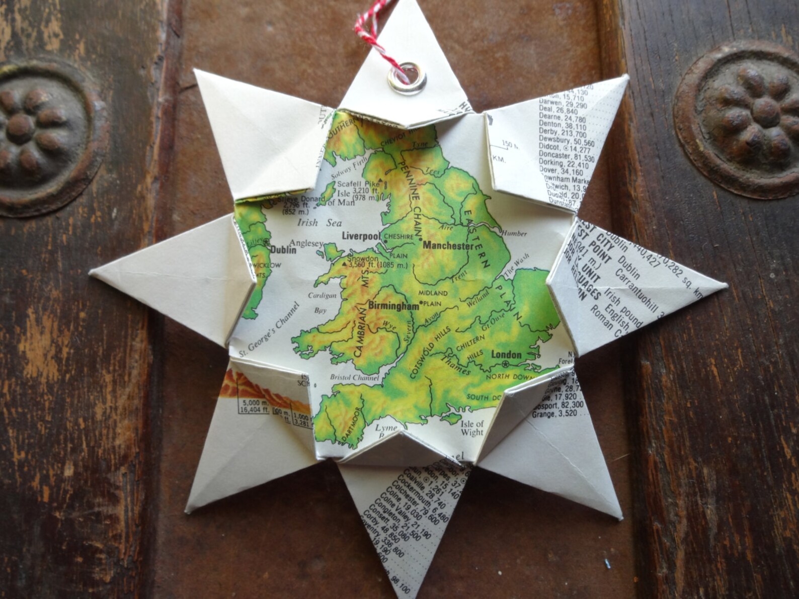 England Origami Map Ornament, Home Decor, Wall Art, Road Map, Vacation ...